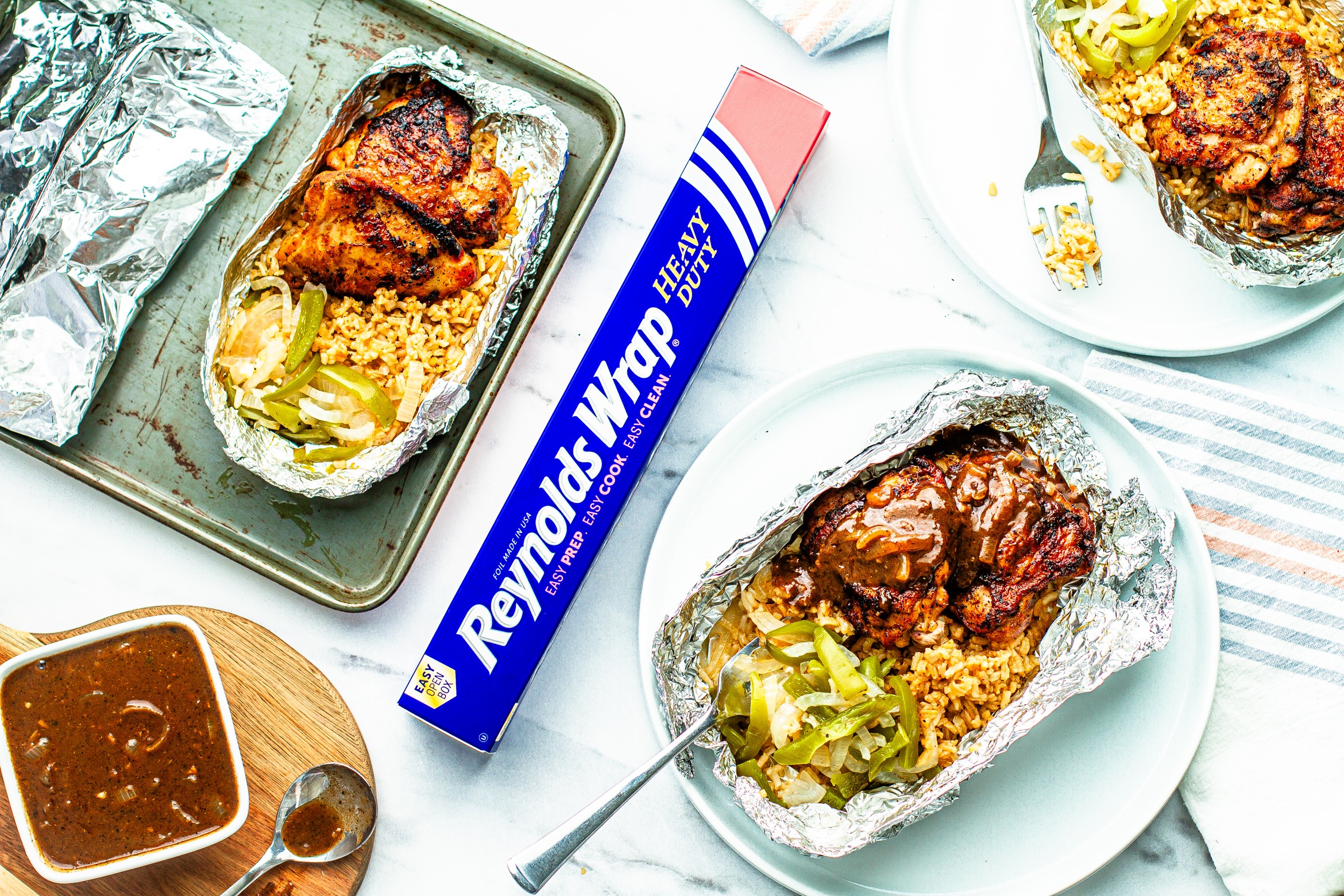 Southern Baked Chicken and Rice Foil Packets | Reynolds Brands