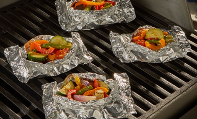 grilled vegetables in aluminum foil